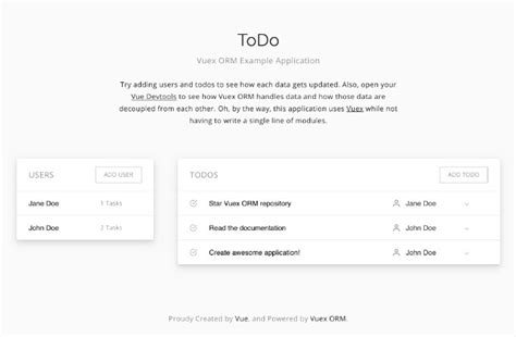 The Example Application To Demonstrate The Use Case Of The Vuex Orm