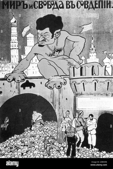 A Belarusian Cartoon Shows Trotsky As A Belarusian Mass Murderer Stock