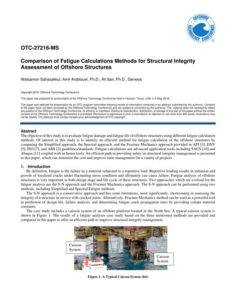Pdf Comparison Of Fatigue Calculations Methods For Structural Integrity Assessment Of Offshore