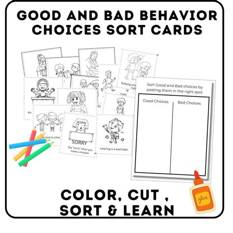 Behavior Sort Good And Bad Choices Positive And Negative Behavior Preschool Prek Kindergarten