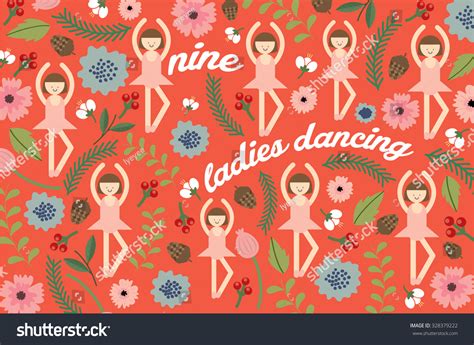 Ninth Day Of Christmas Of The Twelve Days Of Christmas Vector