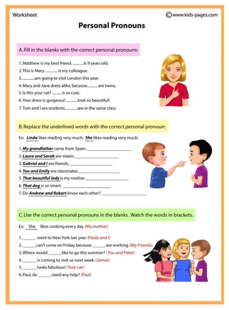 Personal Pronouns Coloring Pages