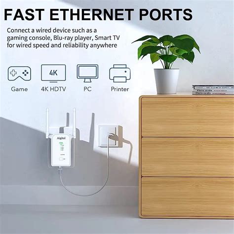 Aigital 300mbps Wifi Extender With Ethernet Ports Long Range Wireless