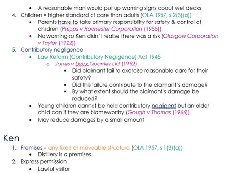 A Level Law Occupiers Liability Scenario Model Plan Teaching