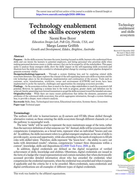 Pdf Technology Enablement Of The Skills Ecosystem