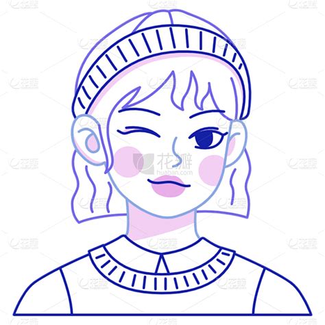 手绘可爱的二次元女生头像人物元素