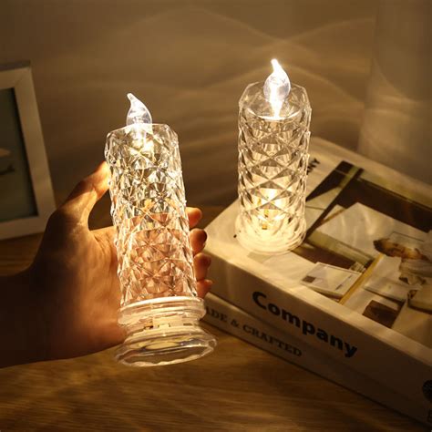 Refraction Glowing Candle Lamp Romantic Rose Night Light Bedroom Led