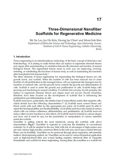 Pdf Three Dimensional Nanofiber Scaffolds For Regenerative