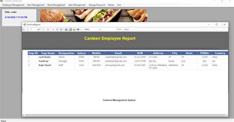 Canteen Management System Project In Vb Net With Ms Sql Server Database Source Code And Report
