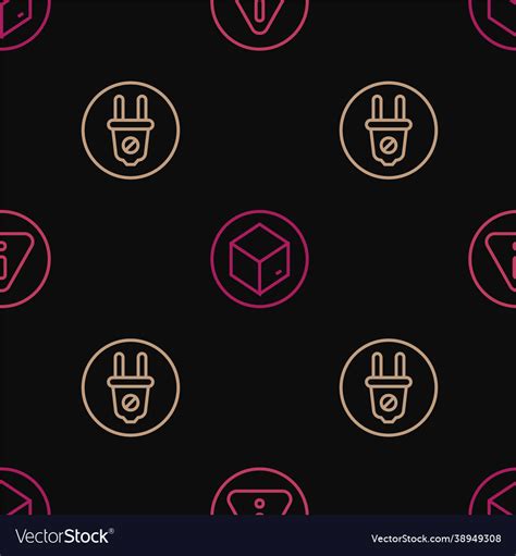 Set Line Exclamation Mark In Triangle Electric Vector Image