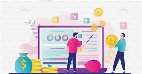 재무 고문은 모니터 화면에서 사업가에게 분석을 제공합니다 남성 고객은 투자 전략 재무 계획에 대해 상담합니다 분석 투자 및 자금 관리 개념 벡터 그림 벡터