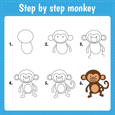 Dibujo Lección Para Niños Cómo Dibujar Mono Dibujo Tutorial Con