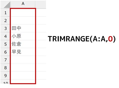 Office TANAKA ワークシート関数 TRIMRANGE 関数
