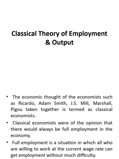 classical theory of employment and output pdf labour economics economics