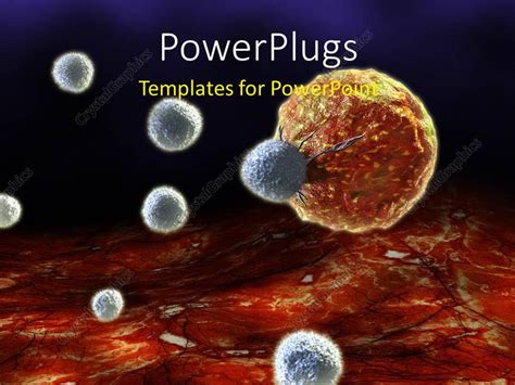 PowerPoint Template Close Up Scan Of Human Cells Showing One Cancerous Cell