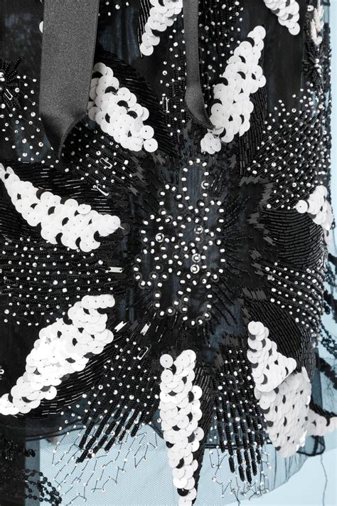 Black And White Tulle Fully Embroidered Cocktail Dress Valentino For