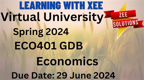 Eco401 Economics Gdb Spring 2024 Virtual University Of Pakistan Youtube