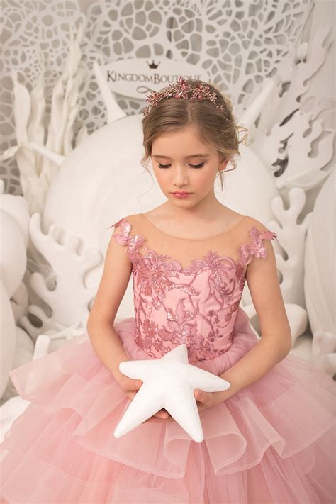 Blush Pink Flower Girl Dress Birthday Wedding Party Etsy Uk