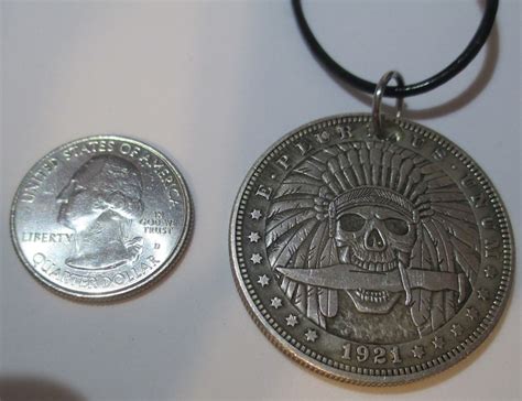 1921 Hobo Morgan Dollar Coin Indian Skull With Knife Fantasy Etsy