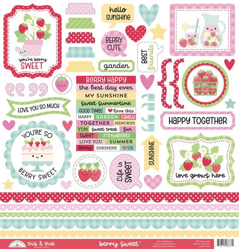 Doodlebug This And That Cardstock Stickers Berry Sweet 842715088771