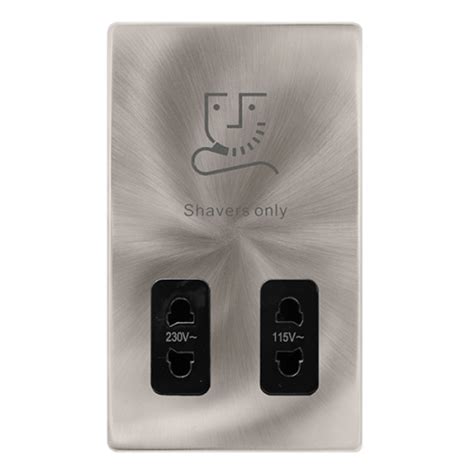 Click Scolmore 115 230v Dual Voltage Shaver Socket Brushed Steel Cover