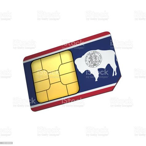 와이오밍 의 국기와 Sim 카드 미국 이동 통신 사업자의 개념 3차원 형태에 대한 스톡 벡터 아트 및 기타 이미지 3차원 형태 Sim 카드 고객 서비스 담당자