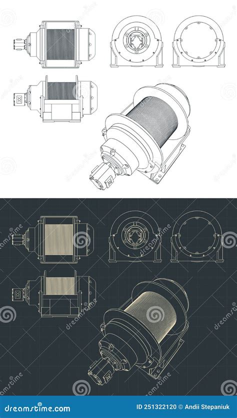 Hydraulic Winch Isometric Drawings Vector Illustration Cartoondealer