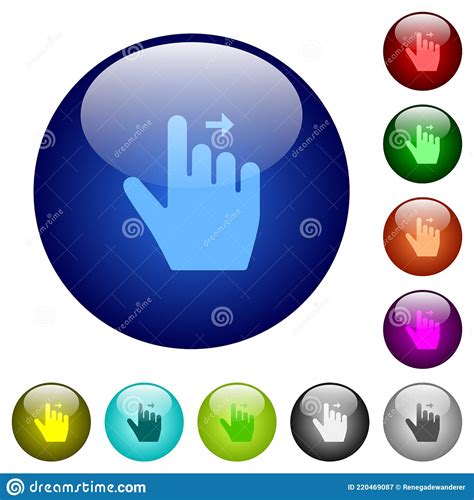 Right Handed Move Right Gesture Color Glass Buttons Stock Vector