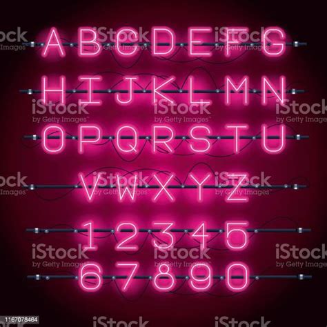 霓虹燈字母字體向量圖形及更多字母表圖片 字母表 打字體 插圖 Istock