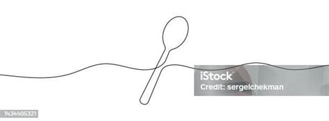 Ilustrații De Stoc Cu Lingura De Fundal Linie Un Desen Continuu Linie