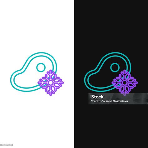 흰색과 검은 색 배경에 고립 된 신선한 냉동 스테이크 고기 아이콘 라인 다채로운 개요 개념 벡터 고기에 대한 스톡 벡터 아트 및 기타 이미지 Istock