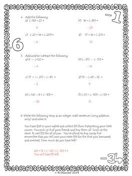 Adding And Subtracting Integers Quiz By Mrs D S Room TpT