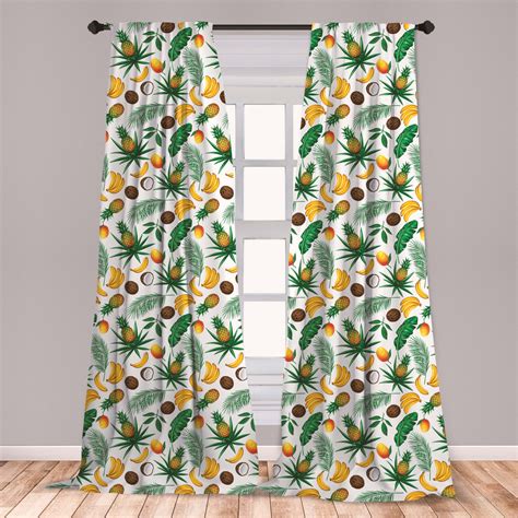 Banana Leaf Curtains 2 Panels Set Exotic Nature Of Caribbean Islands