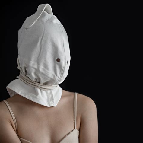 White Bondage Hood Bdsm Mask Blindfold Hood With Holes For Breathing