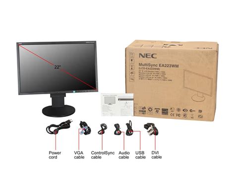 NEC Display Solutions EA223WM-BK 22" 5ms Height & Pivot Adjustable ...