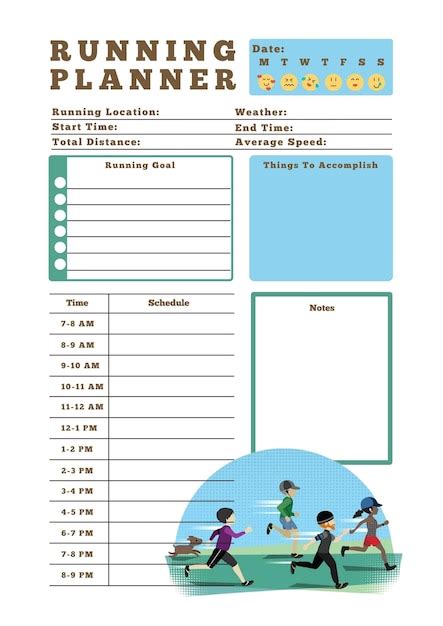 Premium Photo Running Planner Digital Planning Insert Sheet Printable