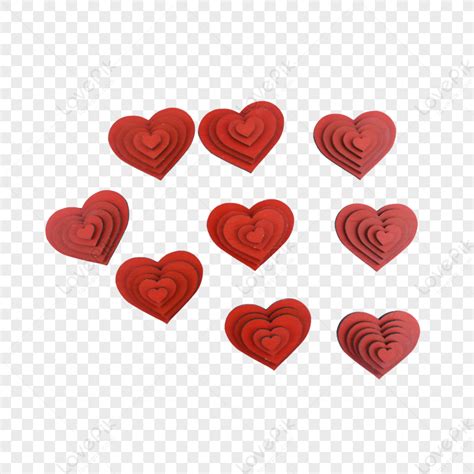 발렌타인 데이 러브 장식 장식품 9 더미 하트 일러스트디자인빨간 Png 일러스트 무료 다운로드 Lovepik