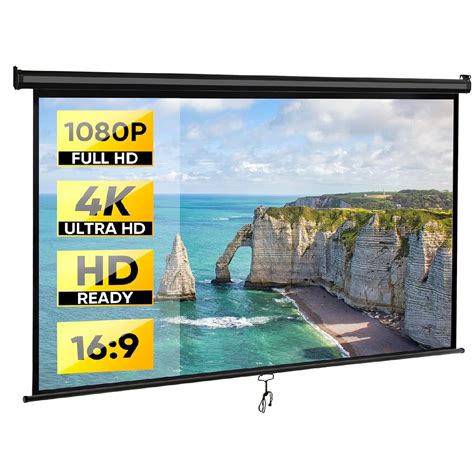 Zeny Outdoor Projector Screen Pull Down 80 Inch 169 Hd