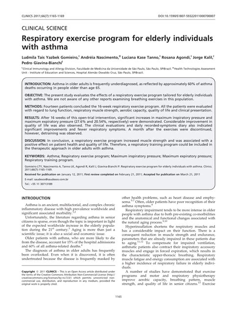 Pdf Respiratory Exercise Program For Elderly Individuals With Asthma