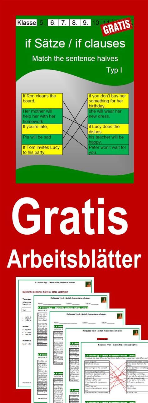 If Sätze if clauses Typ Match the sentence halves Übungen mit Lösungen PDF und Docx