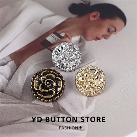 Yd紐扣中古小香風金屬紐扣精致立體玫瑰花外套毛衣西裝大衣裝飾扣 Yahoo奇摩拍賣