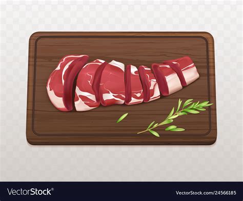 Sliced On Pieces Raw Meat Realistic Royalty Free Vector