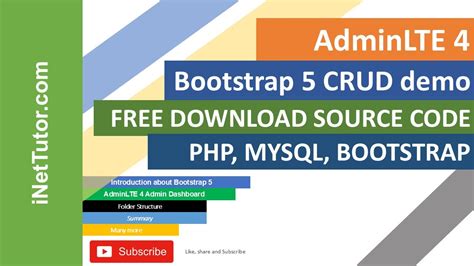 Adminlte 4 Bootstrap 5 Crud Demo Youtube
