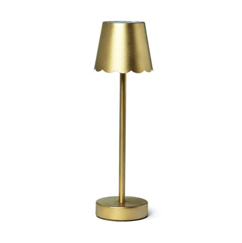 LED Cordless Table Lamp With Scalloped Edge Shade Cordless Table