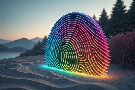 3d Render Abstract Background Of Stylized Fingerprint Of Smooth Lines Of Spline Gradient