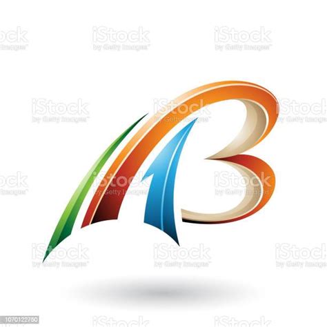 오렌지와 베이지색 동적 3 차원 편지 A와 B를 도착 하는 벡터 일러스트 레이 션 꼬리에 대한 스톡 벡터 아트 및 기타 이미지