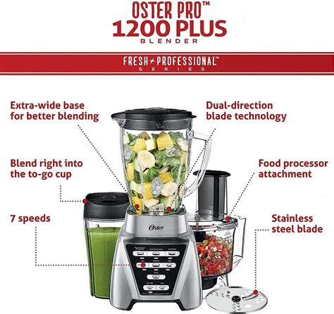 Oster Blender Pro 1200 With Glass Jar 24 Ounce Smoothie Cup And Food