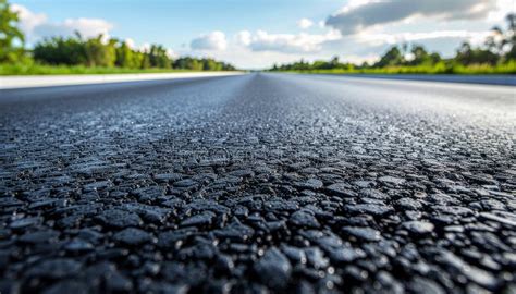 Freshly Paved Road Surface Close Up From Ground Level Stock