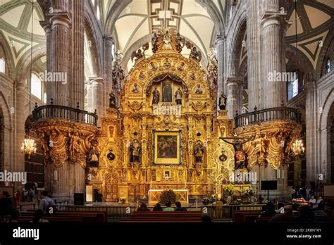 Magnificent Altar In The Mexico City Cathedral Catedral Metropolitana