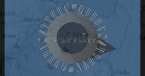 Image Of Circular Grey Scanner Processing Over Part Of Blue Map Stock Image Image Of Circular
